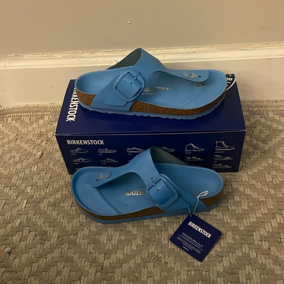 Birkenstock | Shoes | Birkenstock Gizeh Big Buckle Highshine Sky Blue ...